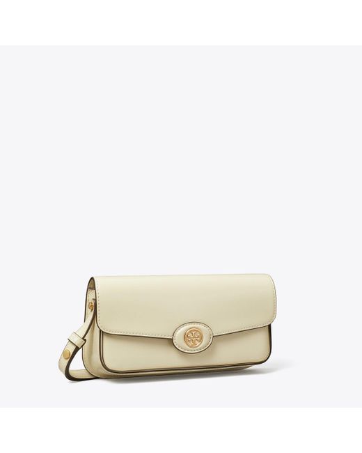 Tory Burch Robinson Spazzolato Rectangular Shoulder Bag in Natural | Lyst
