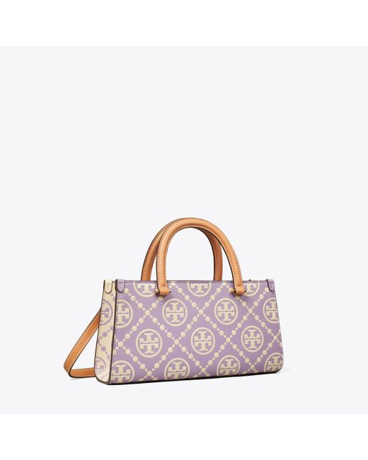 Tory Burch Small T Monogram Contrast Embossed Rectangular Tote in Pink ...