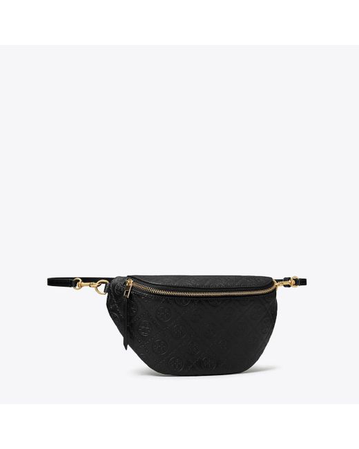 Tory Burch T Monogram Leather Belt Bag in Black | Lyst