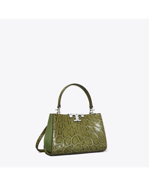 Tory Burch Mini Eleanor Croc-Embossed Satchel in Green | Lyst