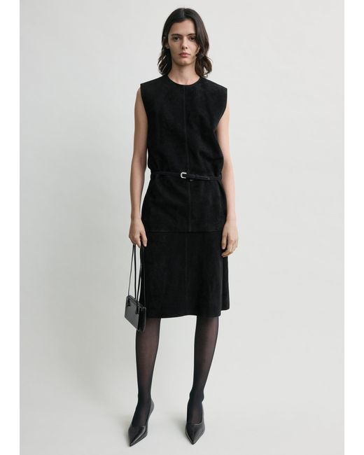 TOTEME Belted Suede Top in Black | Lyst