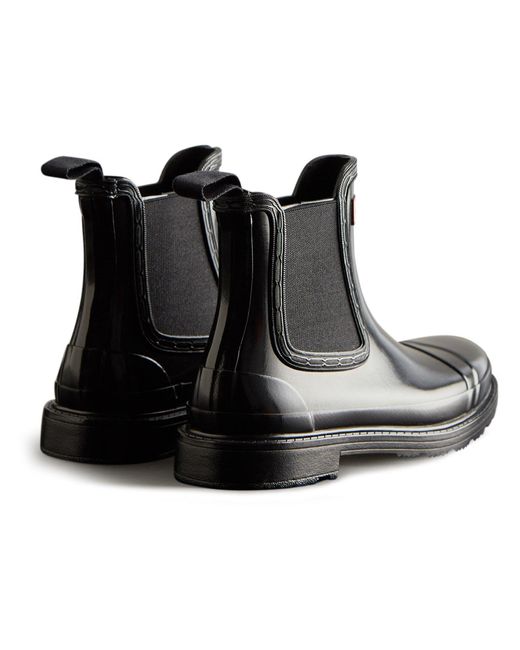 HUNTER Gloss Wfs1018rgl-blk Commando Gloss Chelsea Boots in Black | Lyst