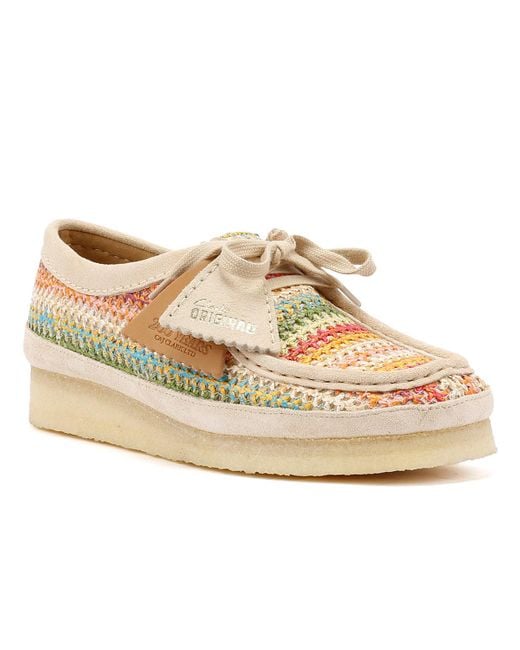 Clarks Wallabee Raffia Multicolour Shoes in Natural | Lyst