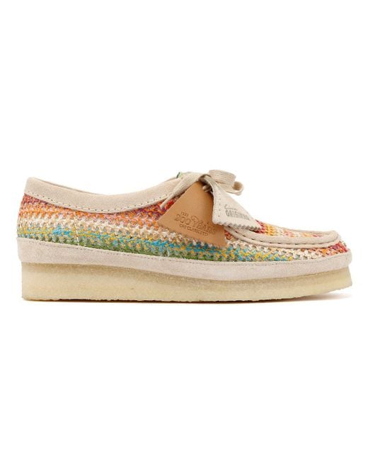 Clarks Wallabee Raffia Multicolour Shoes in Natural | Lyst