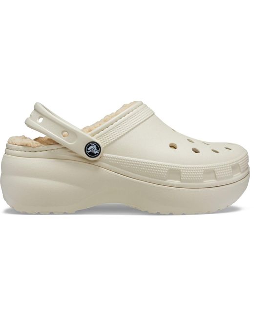 Crocs™ Classic Platform Lined Thermoplastic Women's Bone Clogs in White ...