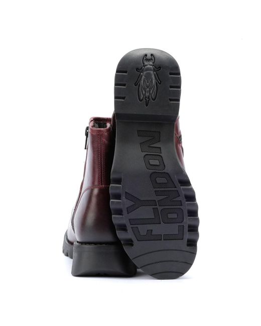 Fly London Rily Leather Wine Boots in Brown | Lyst