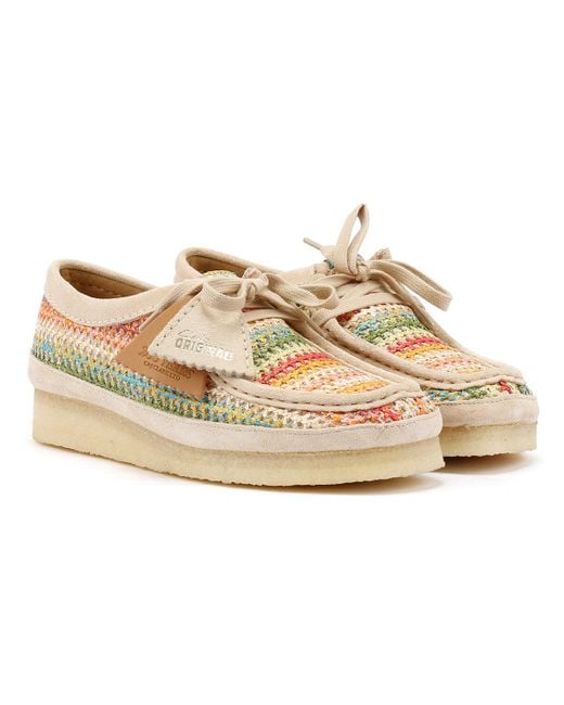 Clarks Wallabee Raffia Multicolour Shoes in Natural | Lyst