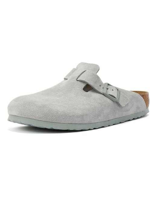 Birkenstock Boston Suede Pure Sage Clogs in Gray | Lyst