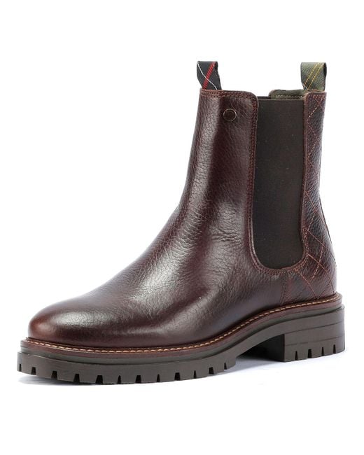 Barbour Evie Leather Boots in Brown | Lyst