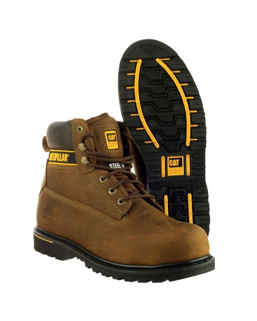 Caterpillar Cat Holton S3 Leather Safety Boots in Brown | Lyst