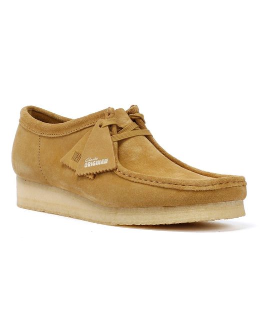 Clarks Wallabee Suede Oakmoss Shoes in Brown for Men | Lyst