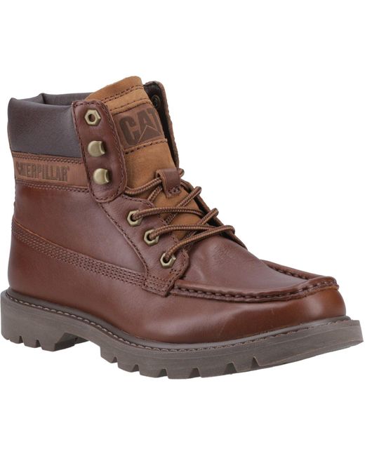 Cat Lifestyle Colorado Moc Toe Leather Nuthatch Ankle Boots in Brown ...