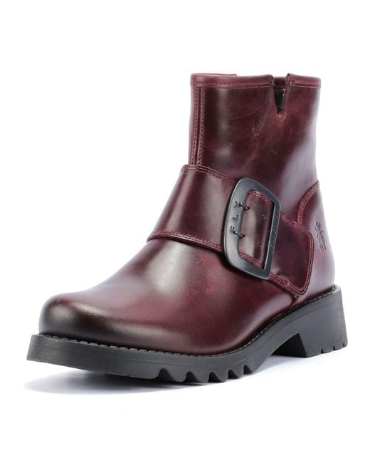 Fly London Rily Leather Wine Boots in Brown | Lyst