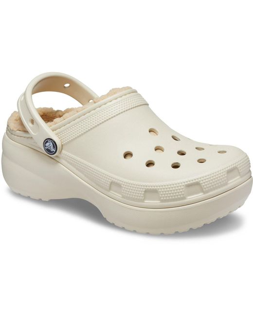 Crocs™ Classic Platform Lined Thermoplastic Women's Bone Clogs in White | Lyst