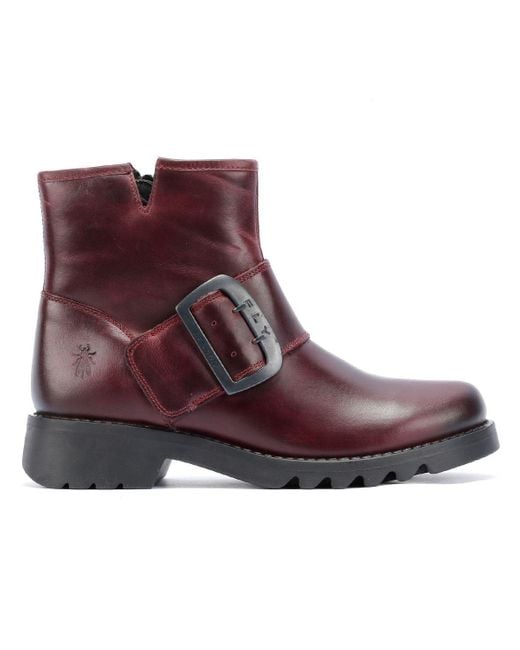 Fly London Rily Leather Wine Boots in Brown | Lyst