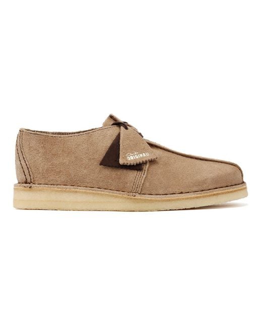 Clarks Desert Trek Wolf Suede Chocolate Shoes in Natural for Men | Lyst