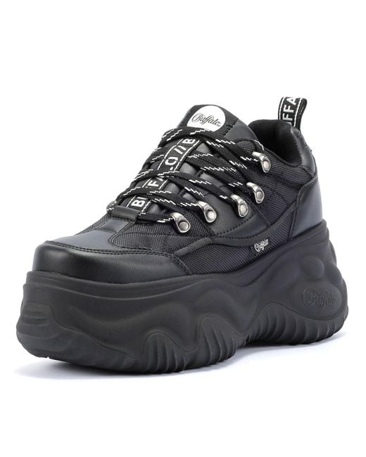 Buffalo Chunky Platform Lace-Up Trainers in Black | Lyst