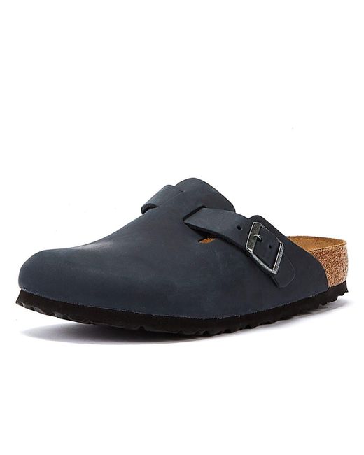 Birkenstock Boston Oiled Nubuck Clogs in Blue | Lyst