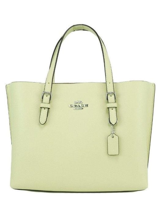 COACH (c4084) Mollie 25 Pale Lime Small Leather Tote Crossbody Handbag ...