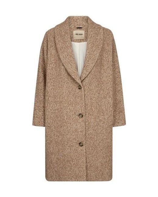 Mos Mosh Adelaide Herringbone Coat in Natural | Lyst
