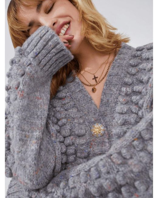 Hayley Menzies Thunder Clouds Alpaca Bobble Cardigan Col: Gre in Gray ...