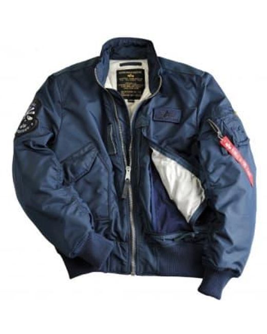 Alpha Industries Engine Flight Jacket in Blue for Men | Lyst