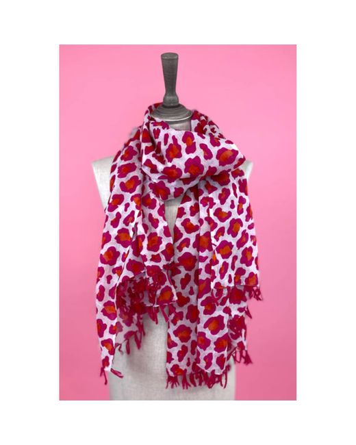Miss Shorthair LTD Bright Leopard Print Tasseled Scarf in Pink | Lyst Miss Shorthair LTD Bright Leopard Print Tasseled Scarf in Pink | Lyst