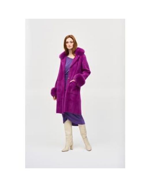 Joseph Ribkoff Feather Yarn And Faux Fur Sweater Coat in Purple | Lyst