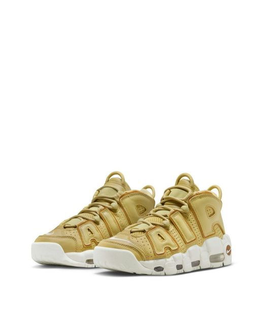 Nike Buff And Bronzine Sail Air More Uptempo Sneakers in Metallic | Lyst