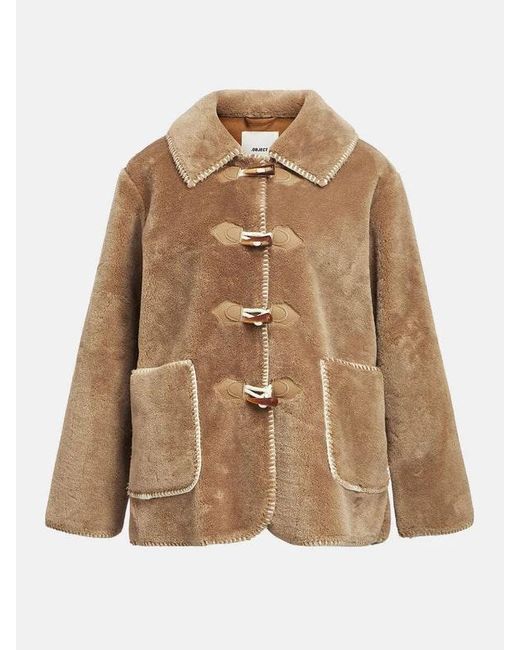 Object Objopal Faux Fur Jacket in Natural | Lyst