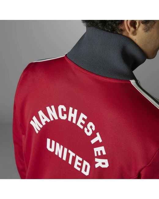adidas Manchester United Beckenbauer Track Top in Red for Men | Lyst