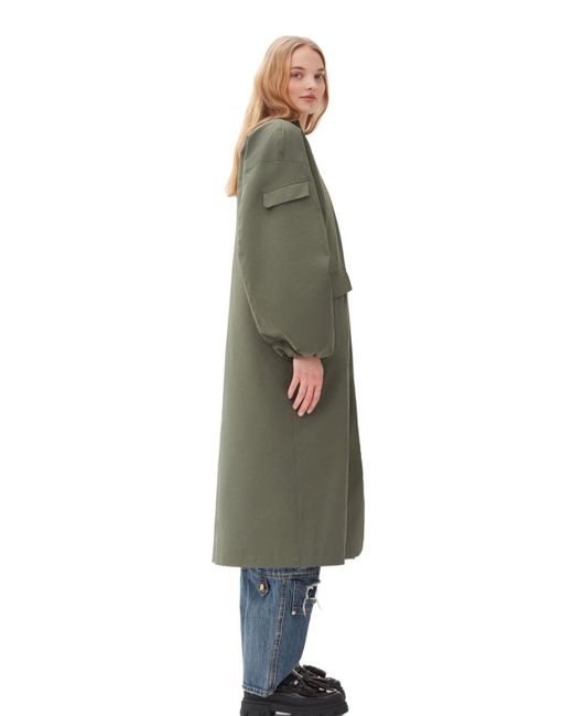 Ganni Tech Seersucker Oversized Shell Coat in Green | Lyst