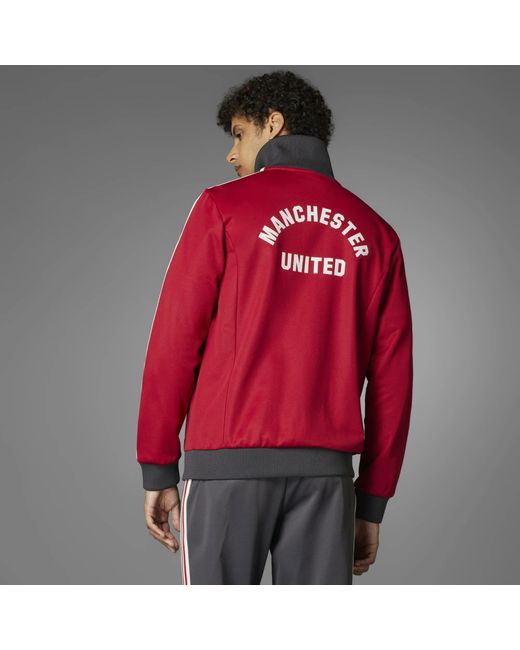 adidas Manchester United Beckenbauer Track Top in Red for Men | Lyst