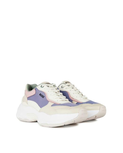 BOSS Open Noa Chunky Runner Sneakers in White | Lyst