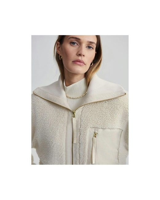 Varley Myla Fleece Zip Through Jacket Col: Sandshell in White | Lyst
