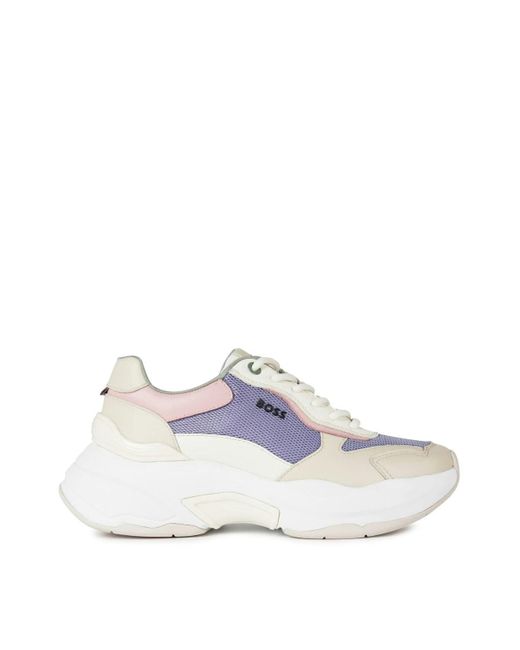 BOSS Open Noa Chunky Runner Sneakers in White | Lyst
