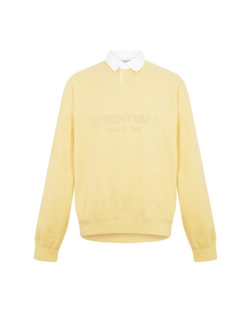 Fear Of God Essentials Henley Rugby Logo Polo Shirt in Yellow for Men ...
