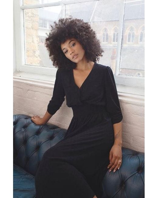 Traffic People Maia Midi Dress in Black | Lyst