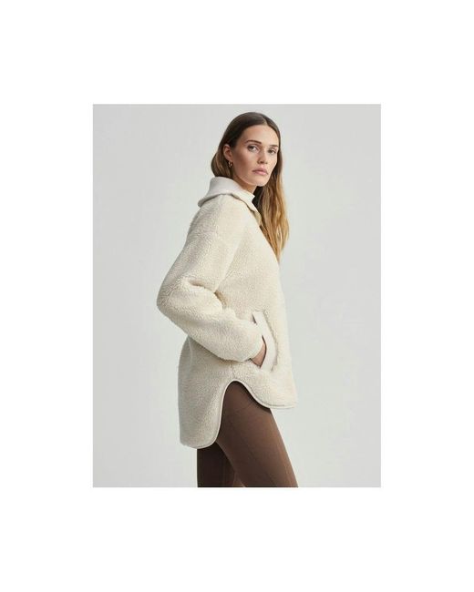 Varley Myla Fleece Zip Through Jacket Col: Sandshell in White | Lyst
