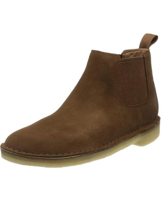 Clarks Desert Chelsea Boot Cola Suede in Black for Men | Lyst