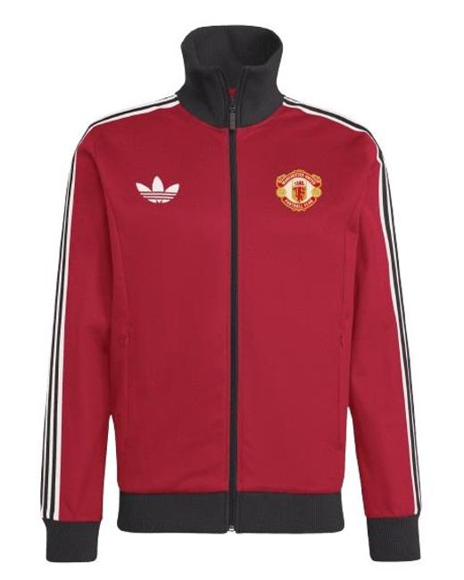 adidas Manchester United Beckenbauer Track Top in Red for Men | Lyst