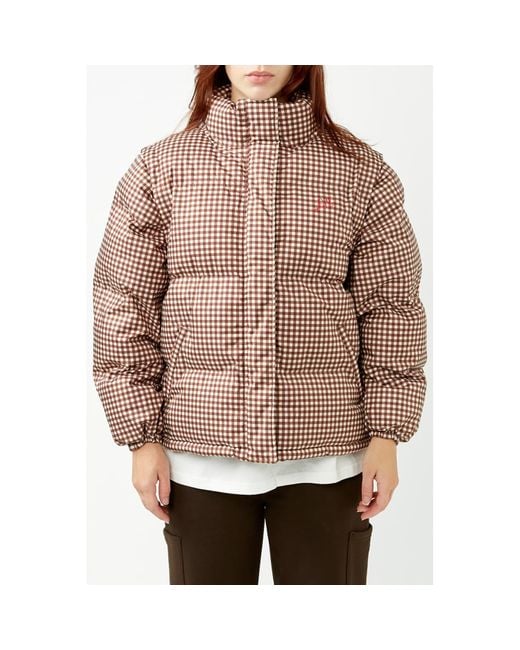 Damson Madder Chocolate Jennifer Check Puffer in Brown | Lyst