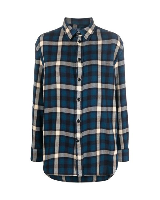 Polo Ralph Lauren Oversized Fit Plaid Check Shirt in Blue | Lyst