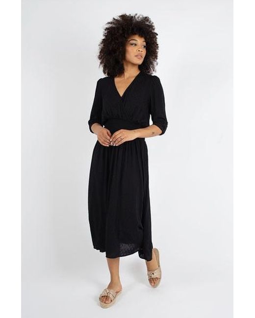 Traffic People Maia Midi Dress in Black | Lyst