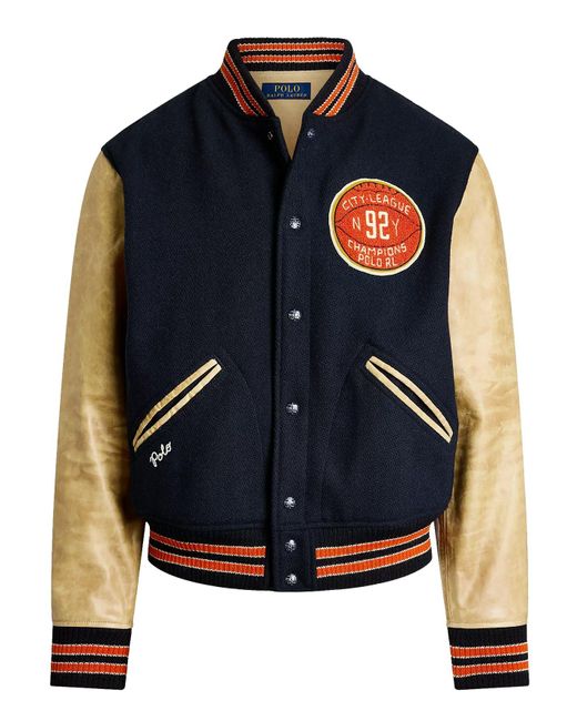 Polo Ralph Lauren Varsity Inspired Jacket Hunter in Blue | Lyst