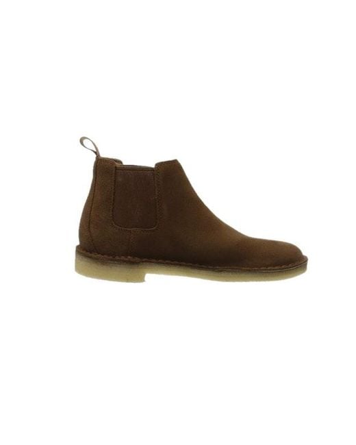 Clarks Desert Chelsea Boot Cola Suede in Black for Men | Lyst