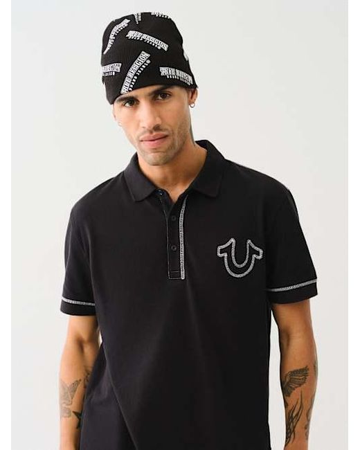 True Religion Arched Logo Beanie in Black | Lyst