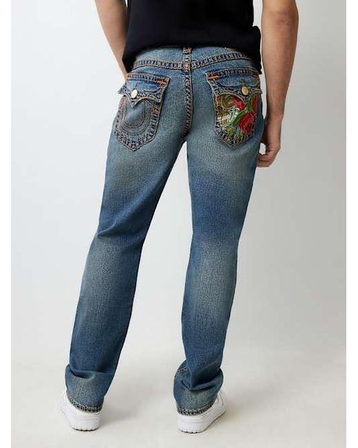 True Religion Ricky Super T Embroidered Straight Jean in Blue | Lyst