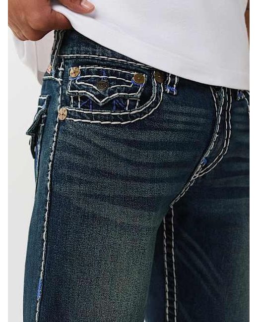 TRUE RELIGION Ricky Super T Flap Straight Jean 34" in Blue for Men | Lyst