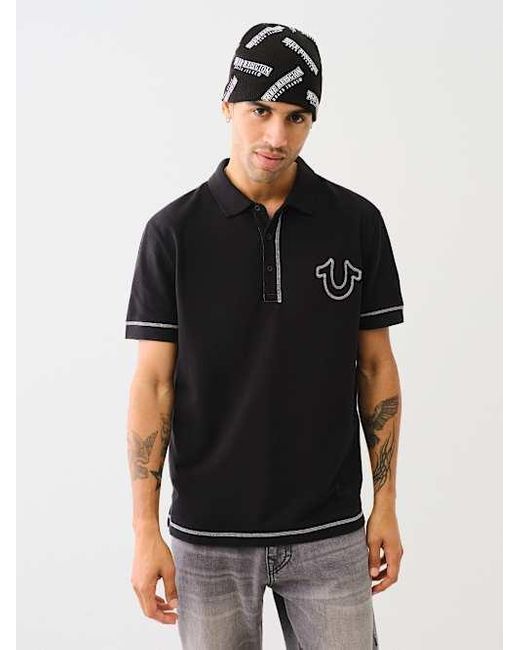 True Religion Arched Logo Beanie in Black | Lyst